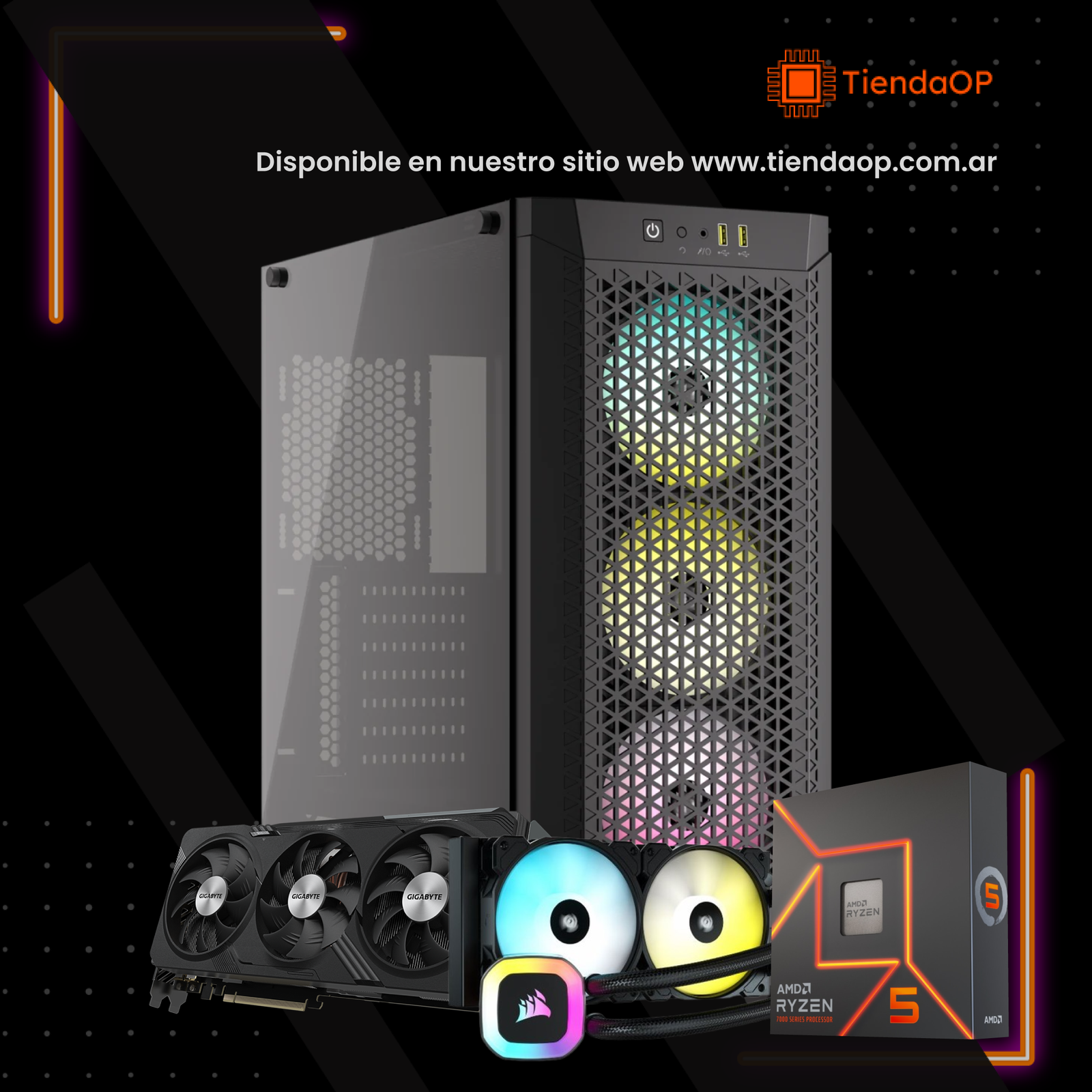 RYZEN 5 7600X | MOTHER B650M-P | 32GB DE RAM DDR5 | SSD M.2 1TB | RX ...